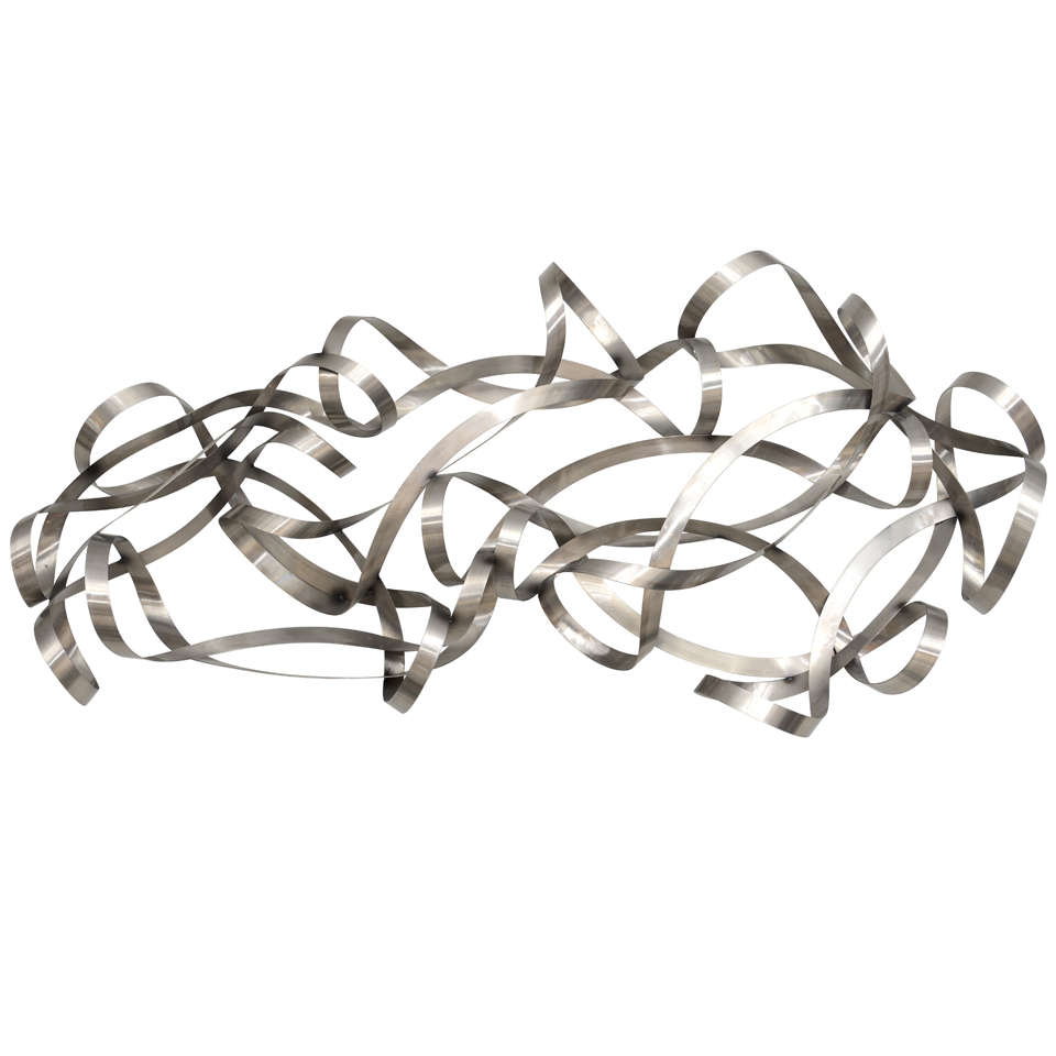 FALL SALE - Steel Ribbon Wall Sculpture For Sale at 1stDibs