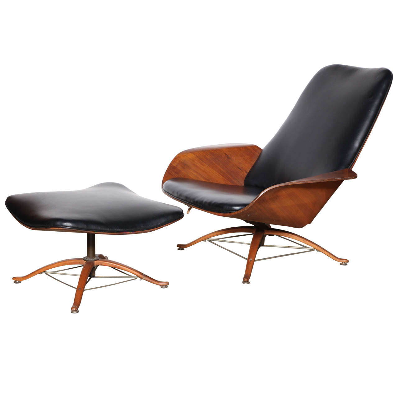 early George Mulhauser Lounge Chair and Ottoman at 1stDibs