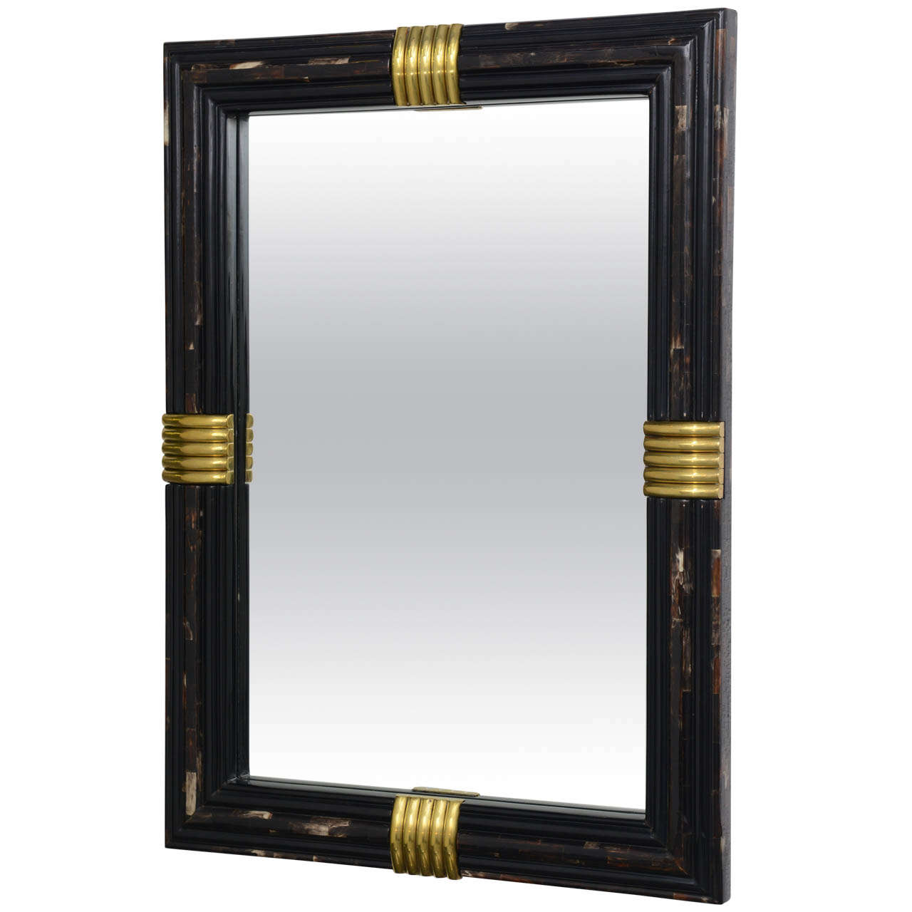 Exceptional Karl Springer Style Tessellated Bone and Brass Mirror at ...