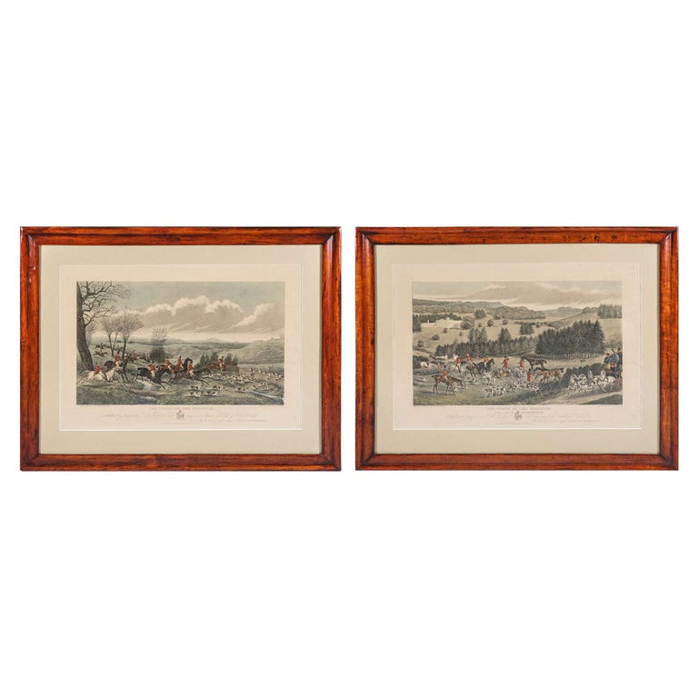 Pair of Late Regency Hunt Engravings in Period Frames For Sale at 1stDibs