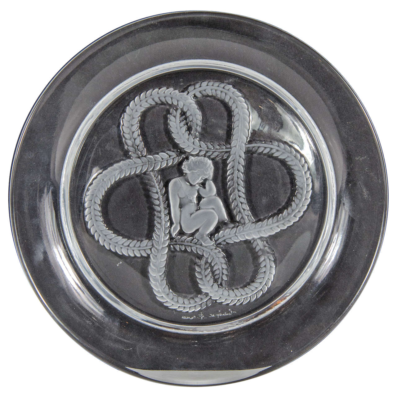 Fine Art Deco Lalique Plate With Frosted Glass Details At 1stdibs