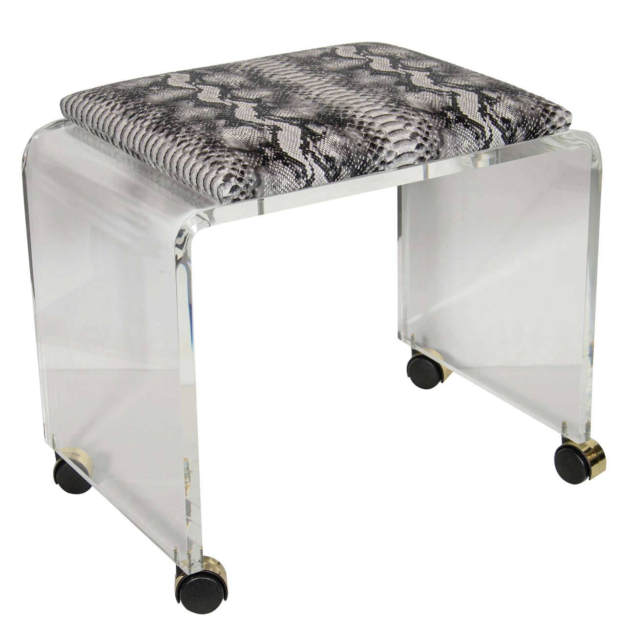 Mid-Century Modernist Waterfall Form Lucite Stool with Faux Python ...