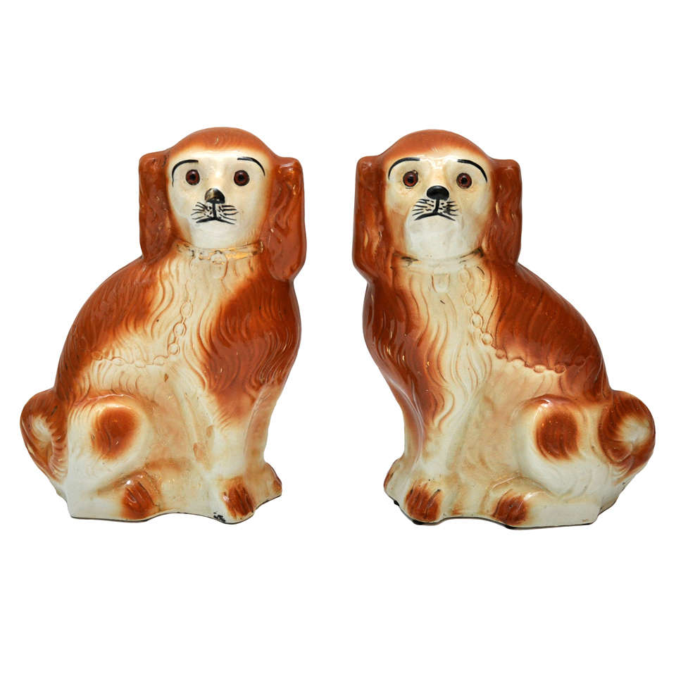 Pair of Vintage Porcelain Staffordshire Dogs at 1stDibs | antique ...