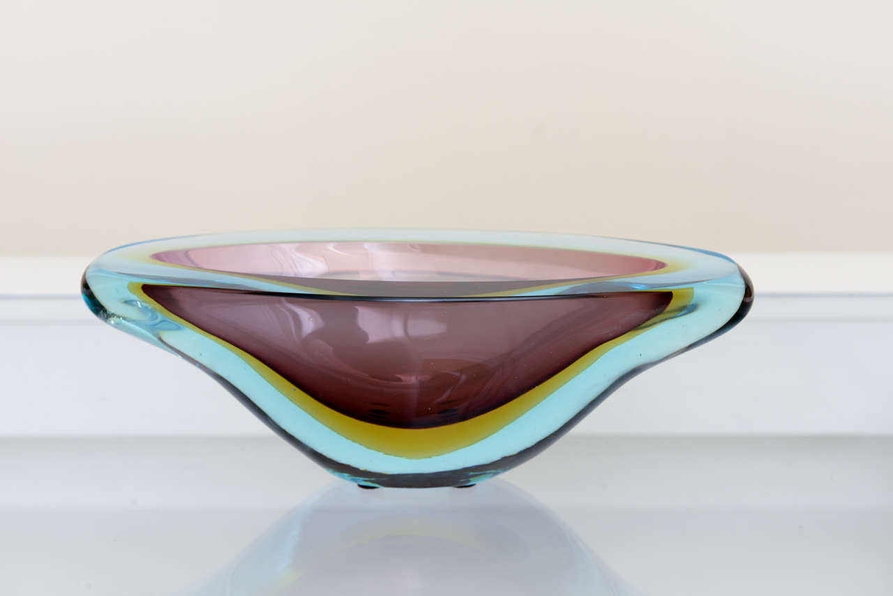 Stunning Italian Murano Seguso Sommerso Glass Bowl at 1stDibs