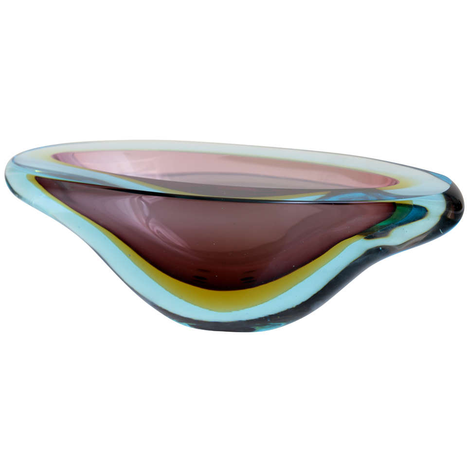Stunning Italian Murano Seguso Sommerso Glass Bowl at 1stDibs