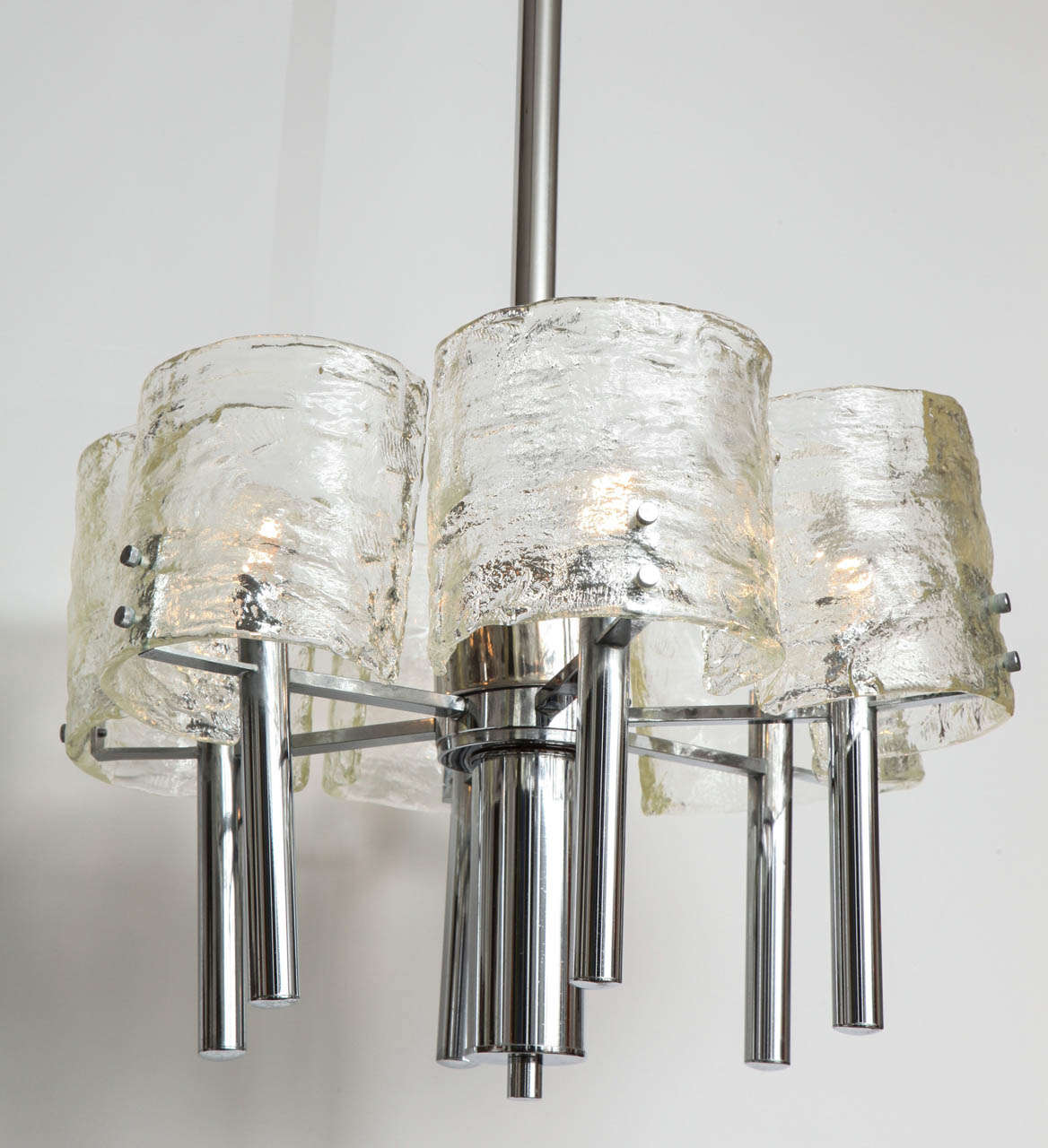 Chrome and Glass Chandelier at 1stDibs
