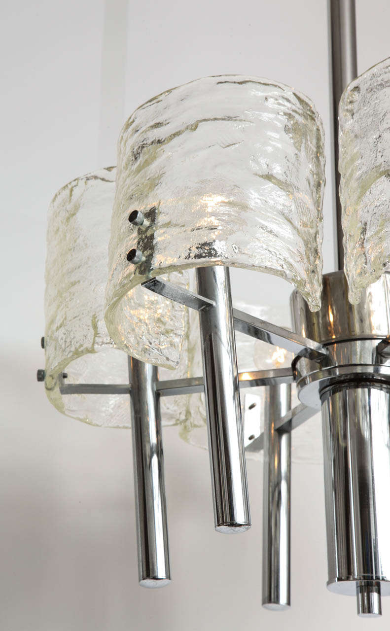 Chrome and Glass Chandelier at 1stDibs