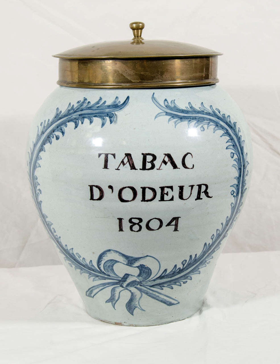 Antique Delft Blue and White Tobacco Jar, Dated 1804 at 1stDibs
