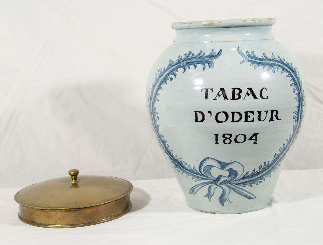 Antique Delft Blue and White Tobacco Jar, Dated 1804 at 1stDibs