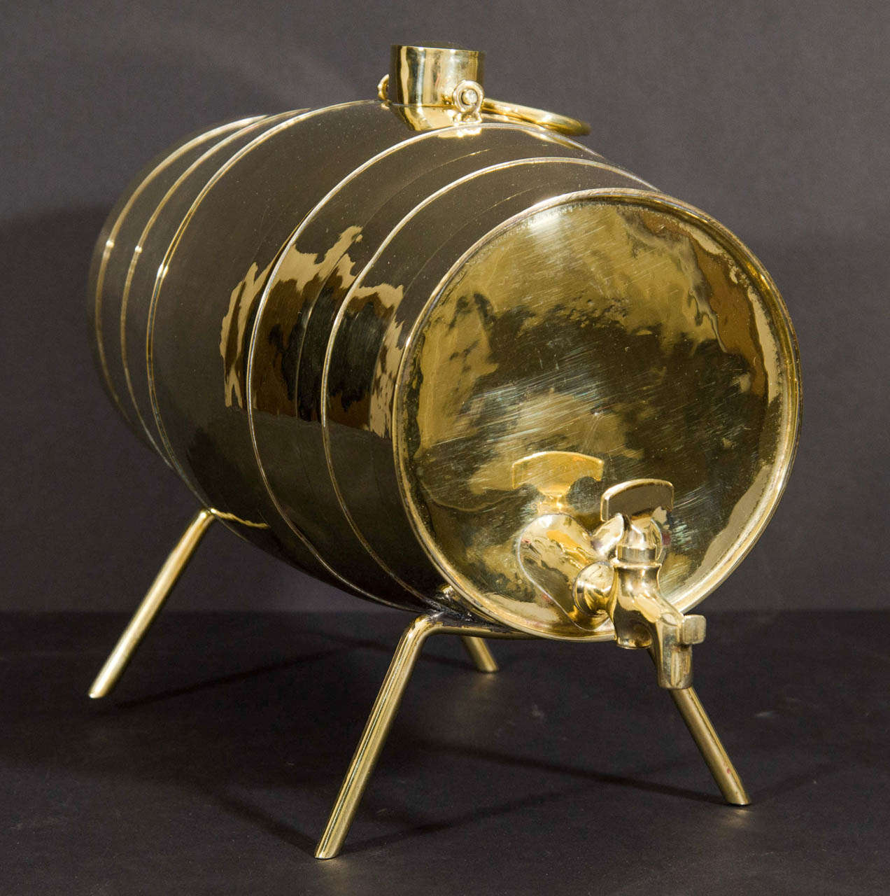 Polished Brass Spirits Barrel With Pouring Spigot at 1stDibs