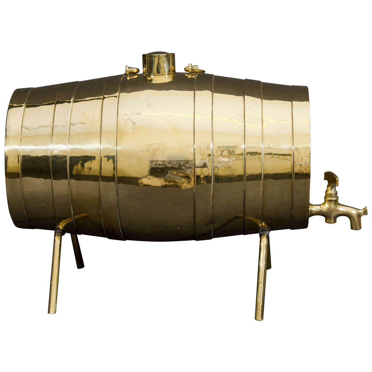 Polished Brass Spirits Barrel With Pouring Spigot at 1stDibs
