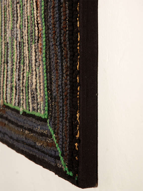 Mounted Pennsylvania Amish Hand-Hooked Rug, Hit or Miss Pattern For ...