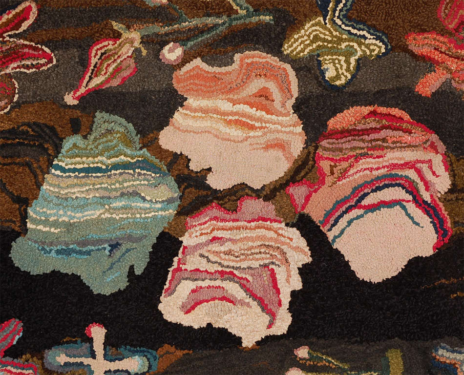 Early 20th Century New England Mounted Hand Hooked Geometric Rug at 1stDibs