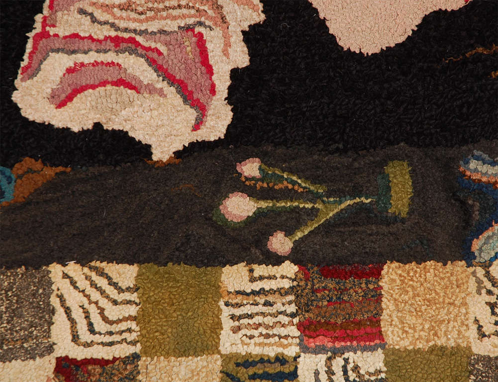 Early 20th Century New England Mounted Hand Hooked Geometric Rug at 1stDibs