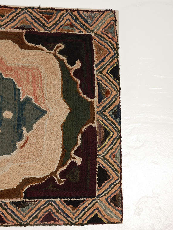 Fantastic Early Geometric Hand-Hooked Mounted Rug, Pennsylvania For ...