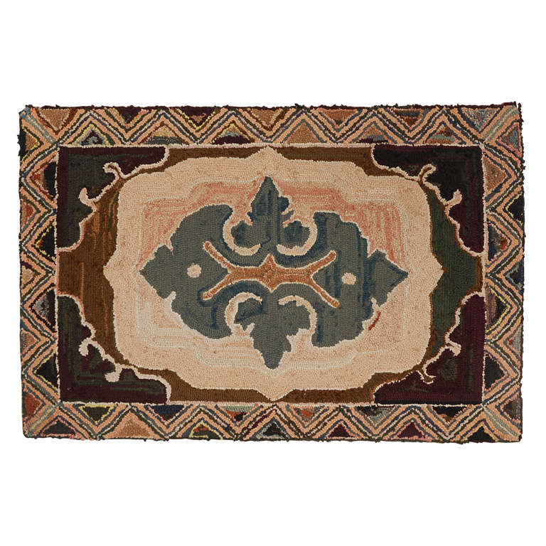 Geometric Hooked Rug For Sale at 1stDibs