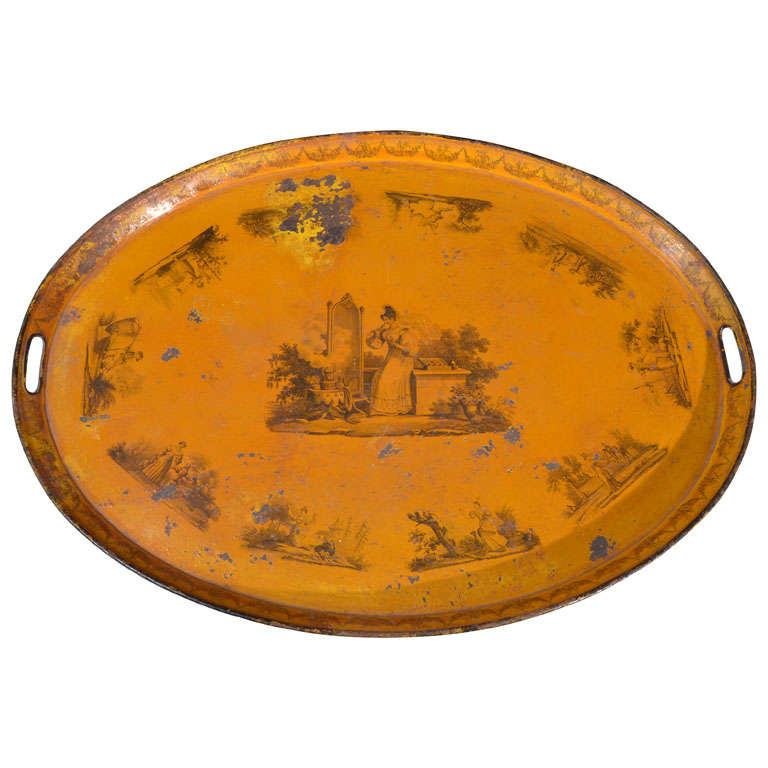 19th C. French Tole Tray For Sale at 1stDibs