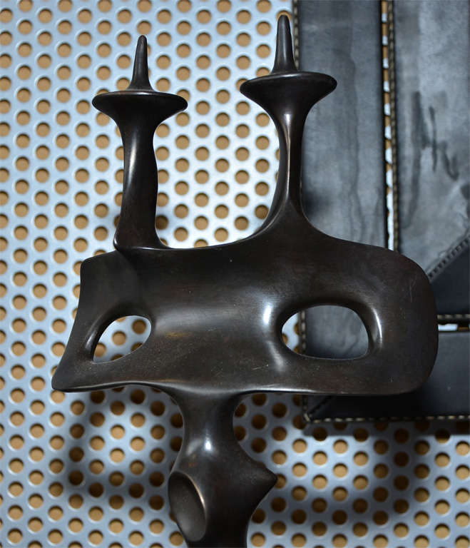 Pair of Candle Sticks in Patinated Bronze by Victor Roman For Sale at ...