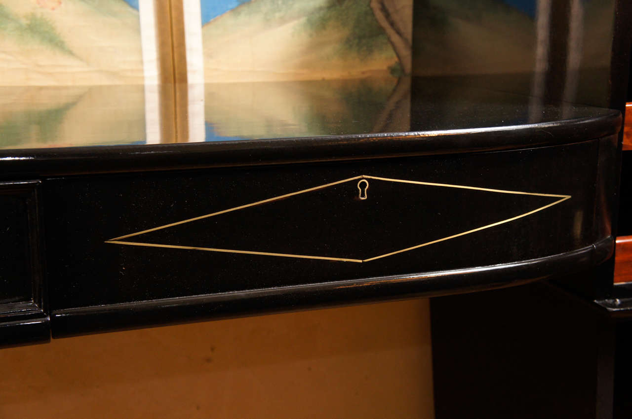 Hollywood Regency Brass Inlaid Sideboard For Sale at 1stDibs
