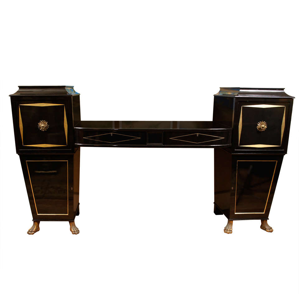Hollywood Regency Brass Inlaid Sideboard For Sale at 1stDibs