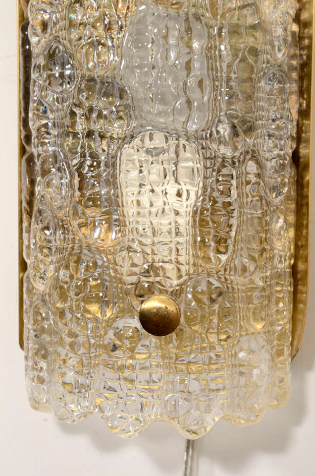 Pair of Carl Fagerlund Wall Sconces, Orrefors Glass and Brass, 1950s ...