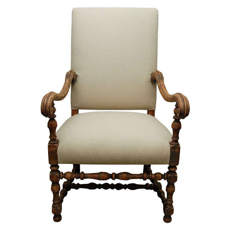 Louis XIII Style Throne Arm Chair at 1stDibs
