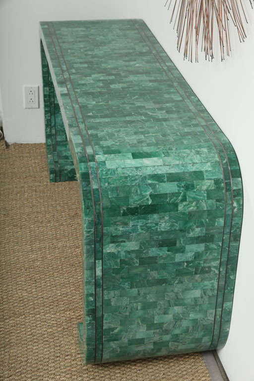 Green Stone Wrapped Waterfall Console. at 1stDibs | stone waterfall ...