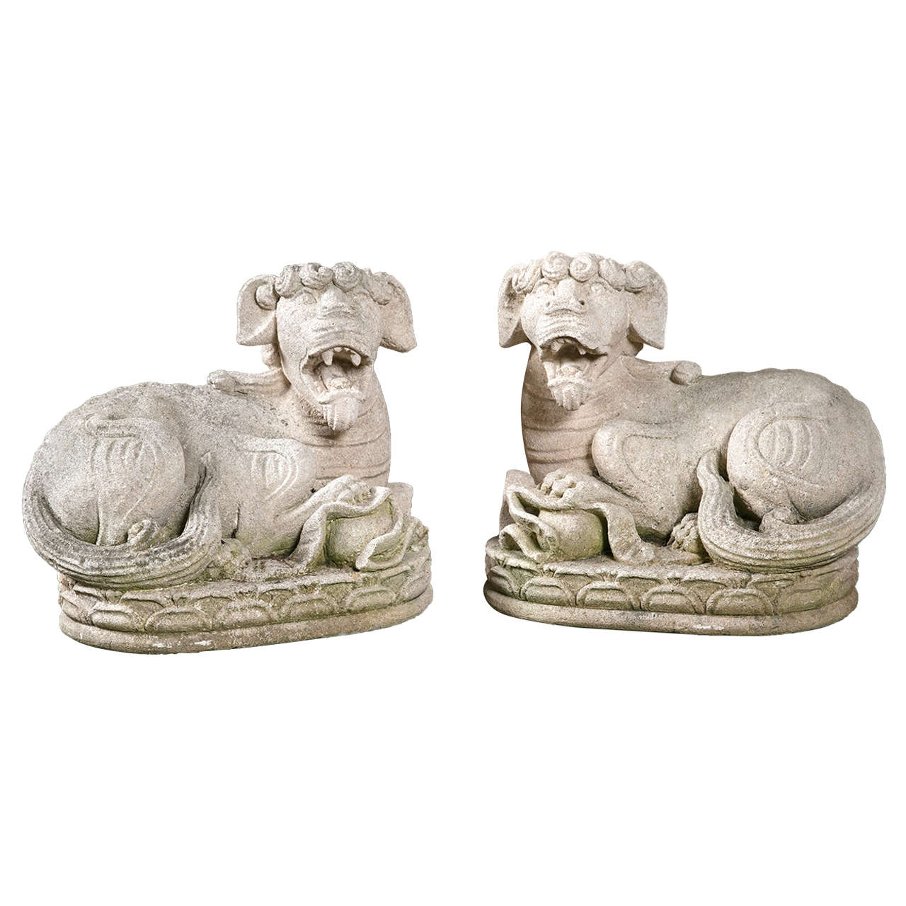 Carved Stone Foo Dogs For Sale at 1stDibs