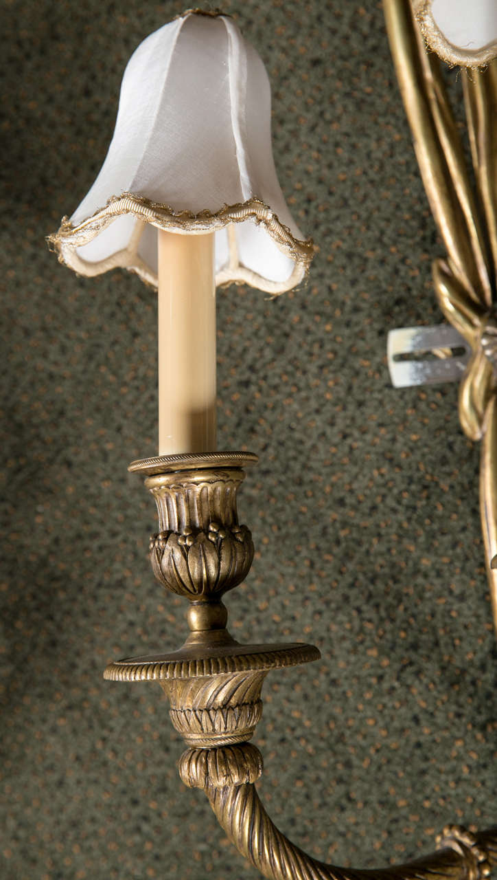 Pair of Edwardian Bow and Tassel Sconces For Sale at 1stDibs