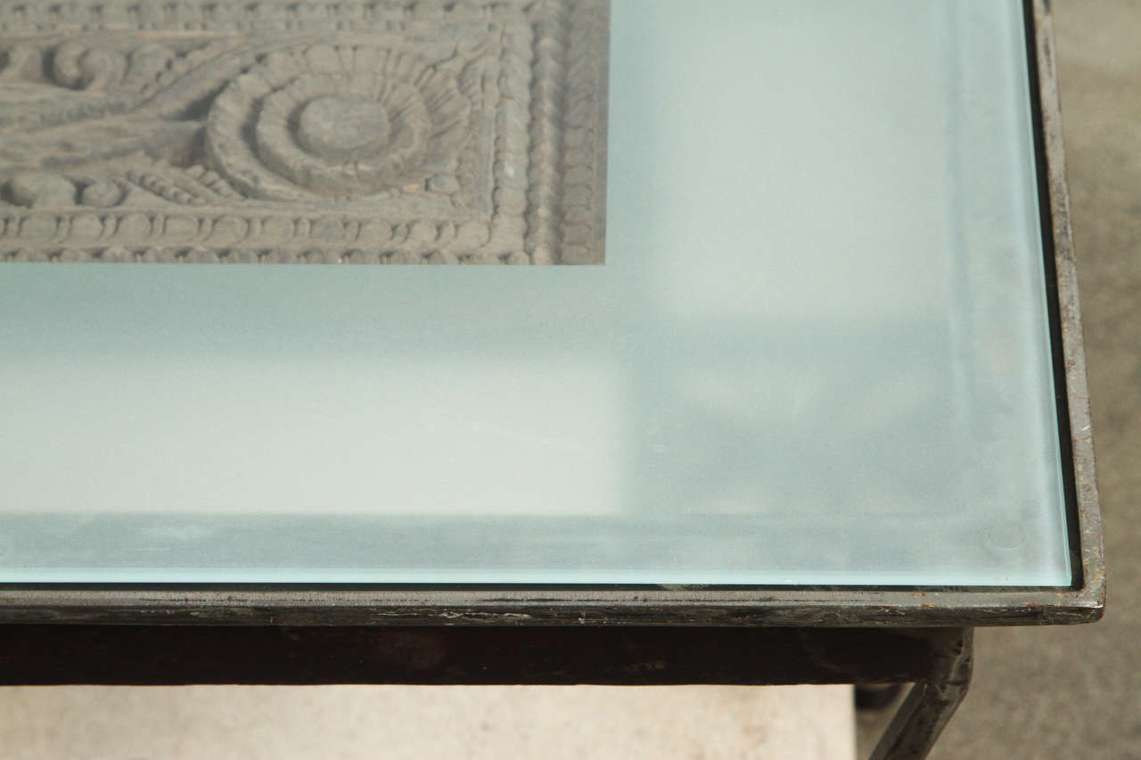 Asian Architectural Temple Stone Panel from India Made into a Coffee ...