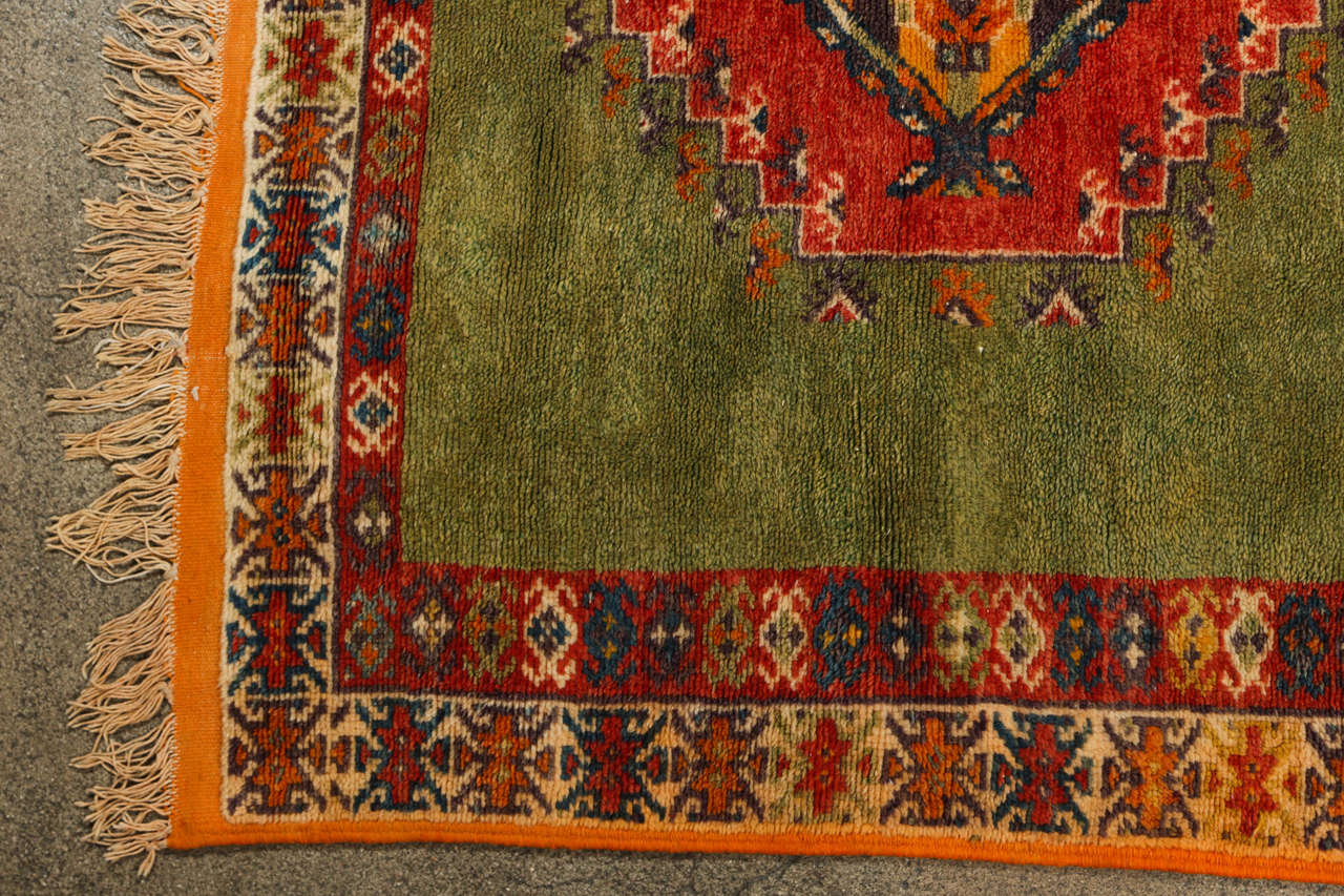 Vintage Moroccan Tribal Green and Orange Rug For Sale at 1stDibs ...