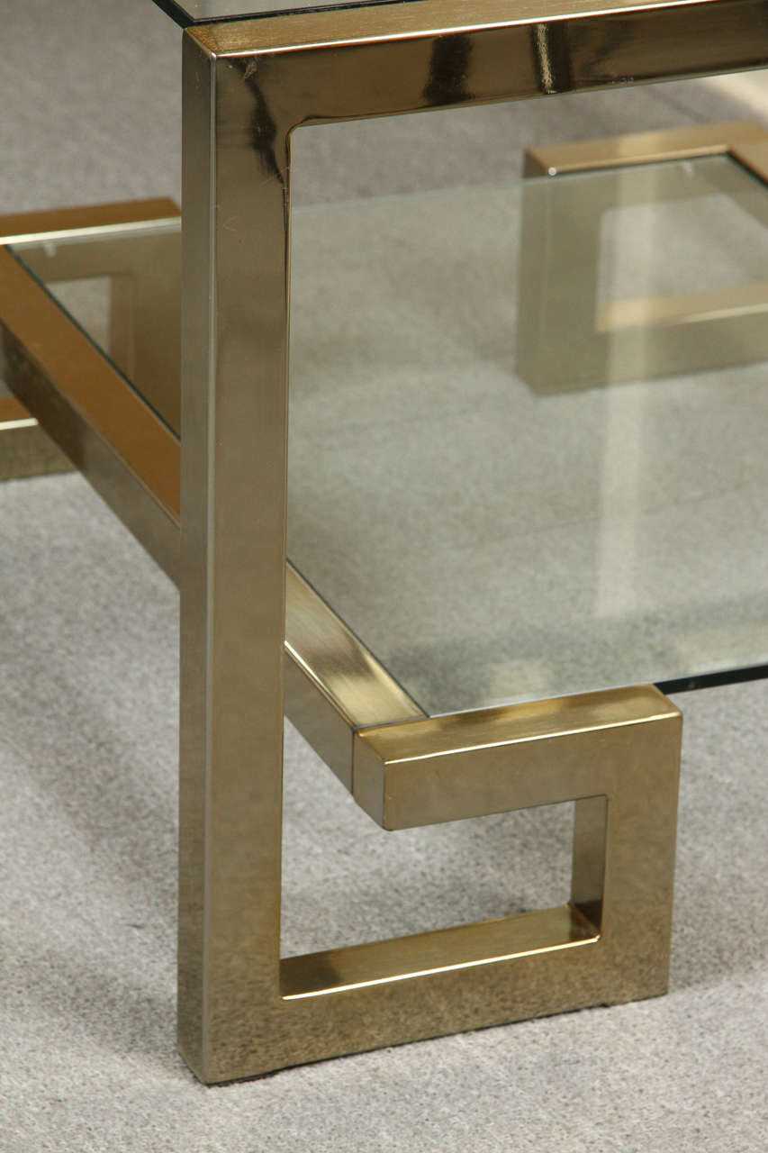 Stylish "Greek Key" Brass and Glass Coffee Table at 1stDibs | greek key ...