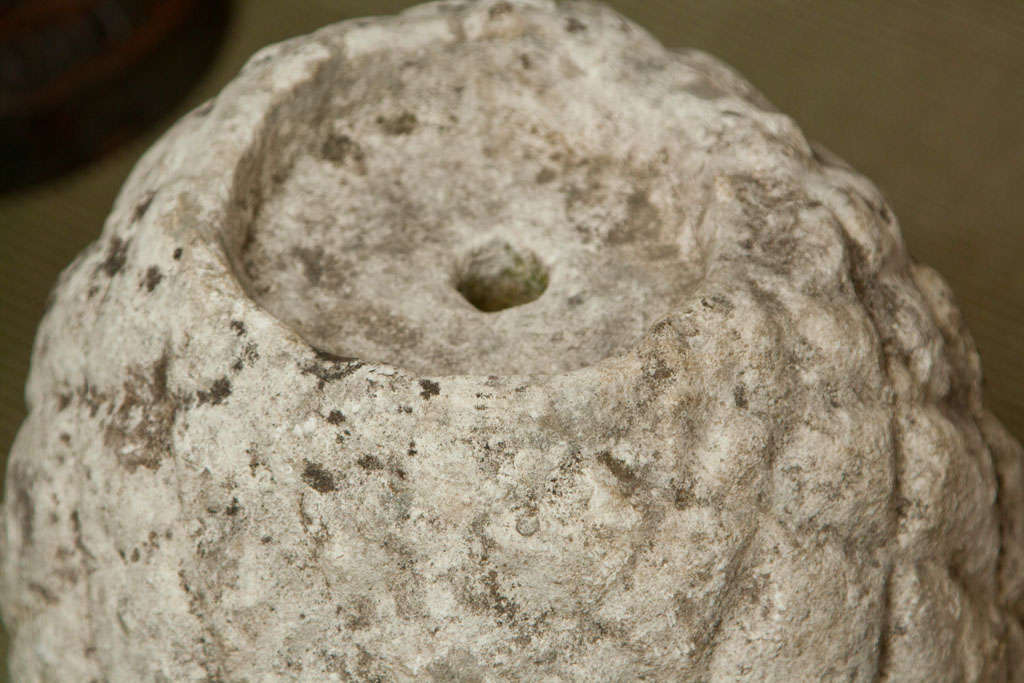 Pair of Carved Stone Pineapple Finials For Sale at 1stDibs