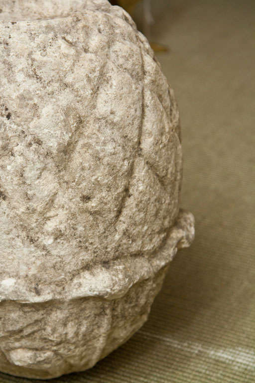 Pair of Carved Stone Pineapple Finials For Sale at 1stDibs