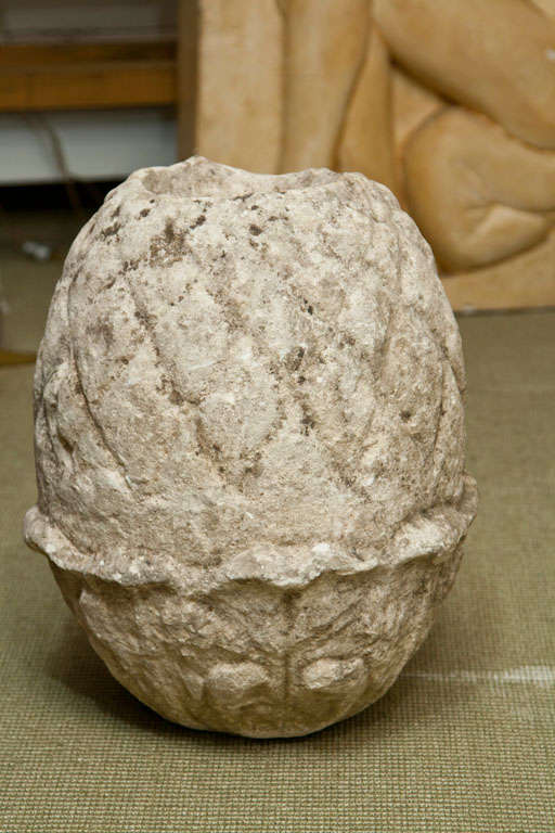 Pair of Carved Stone Pineapple Finials For Sale at 1stDibs