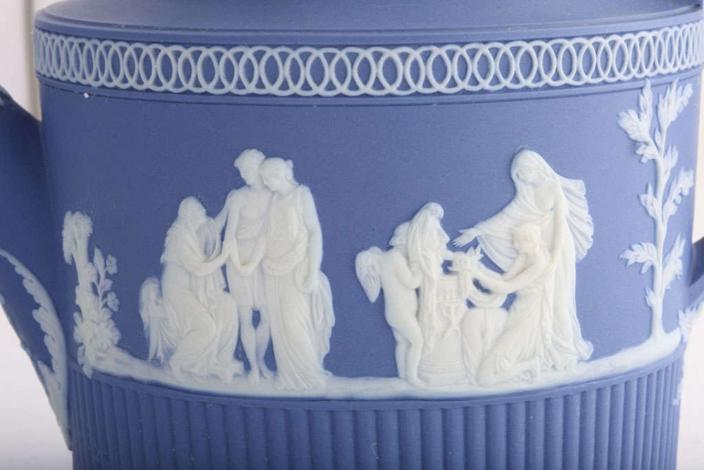 A Rare Unmarked Adams Blue And White Jasper Teapot For Sale at 1stDibs ...