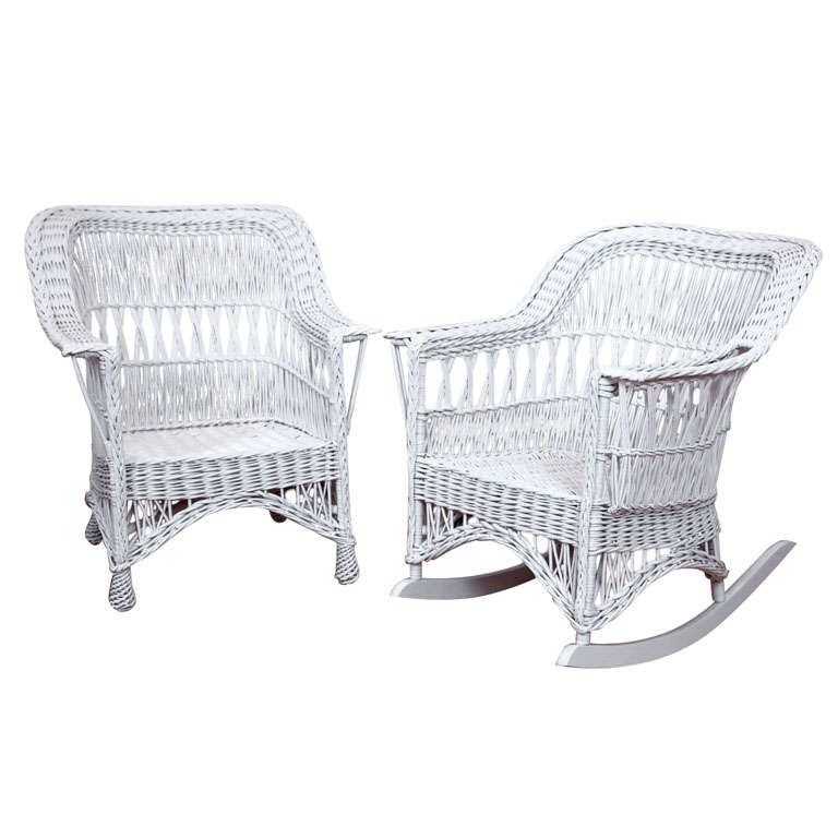 Antique Wicker Chair and Rocker at 1stDibs | antique wicker chairs ...