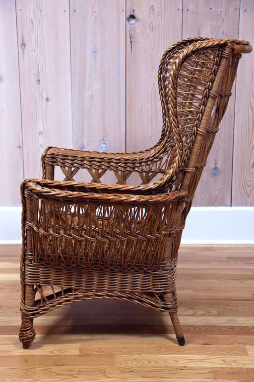 Heywood Wakefield Bar Harbor Wicker Wingback Chair at 1stDibs ...