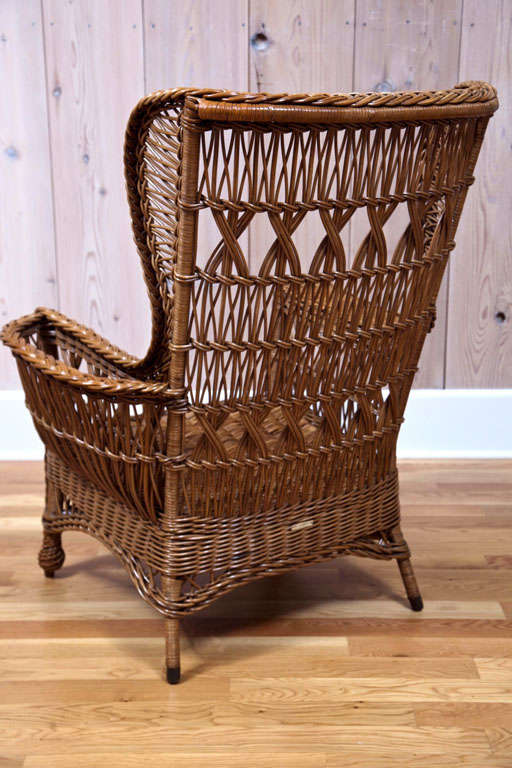 Heywood Wakefield Bar Harbor Wicker Wingback Chair at 1stDibs ...