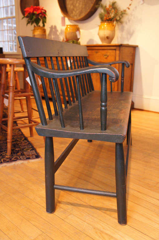 Spindle Back Painted Canadian Bench at 1stDibs | antique spindle bench ...