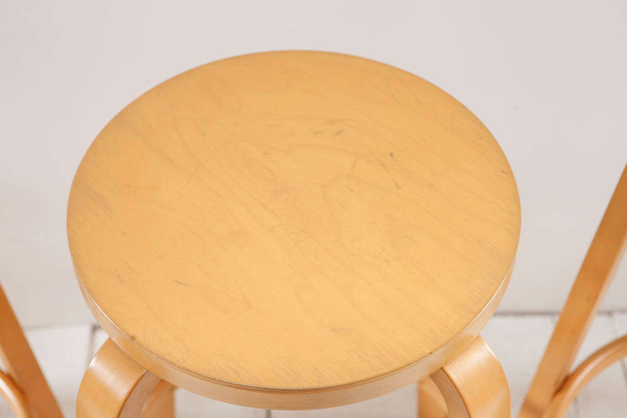Set of Three Alvar Aalto Birch Counter Stools at 1stDibs