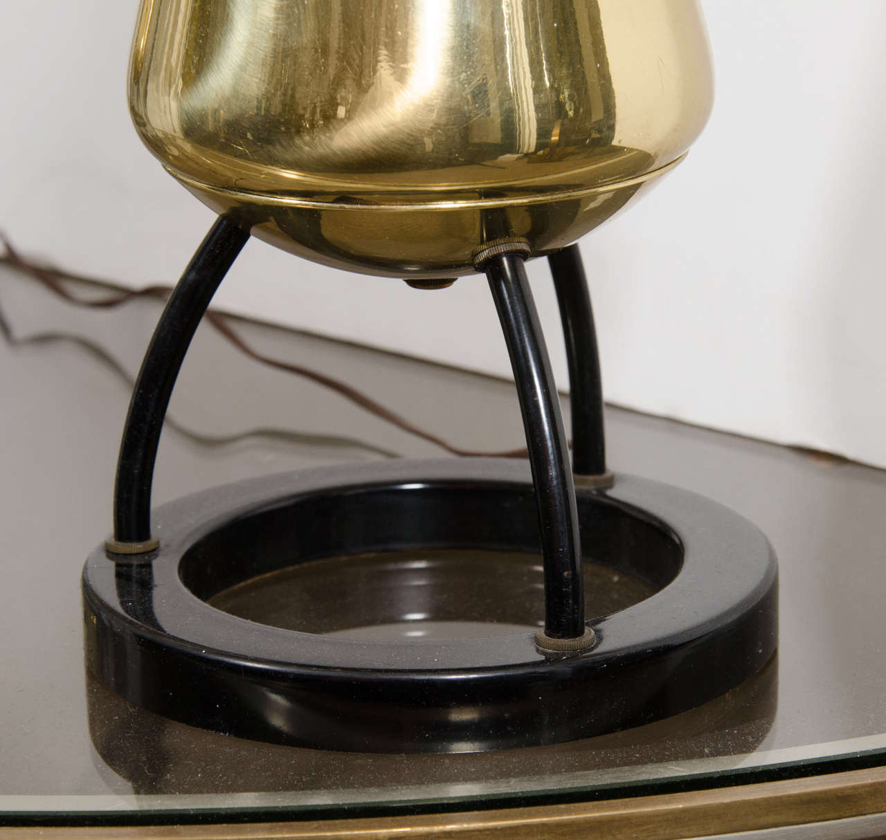 Pair of 1950s Mid-Century Modern Atomic Age Brass and Enamel Table ...