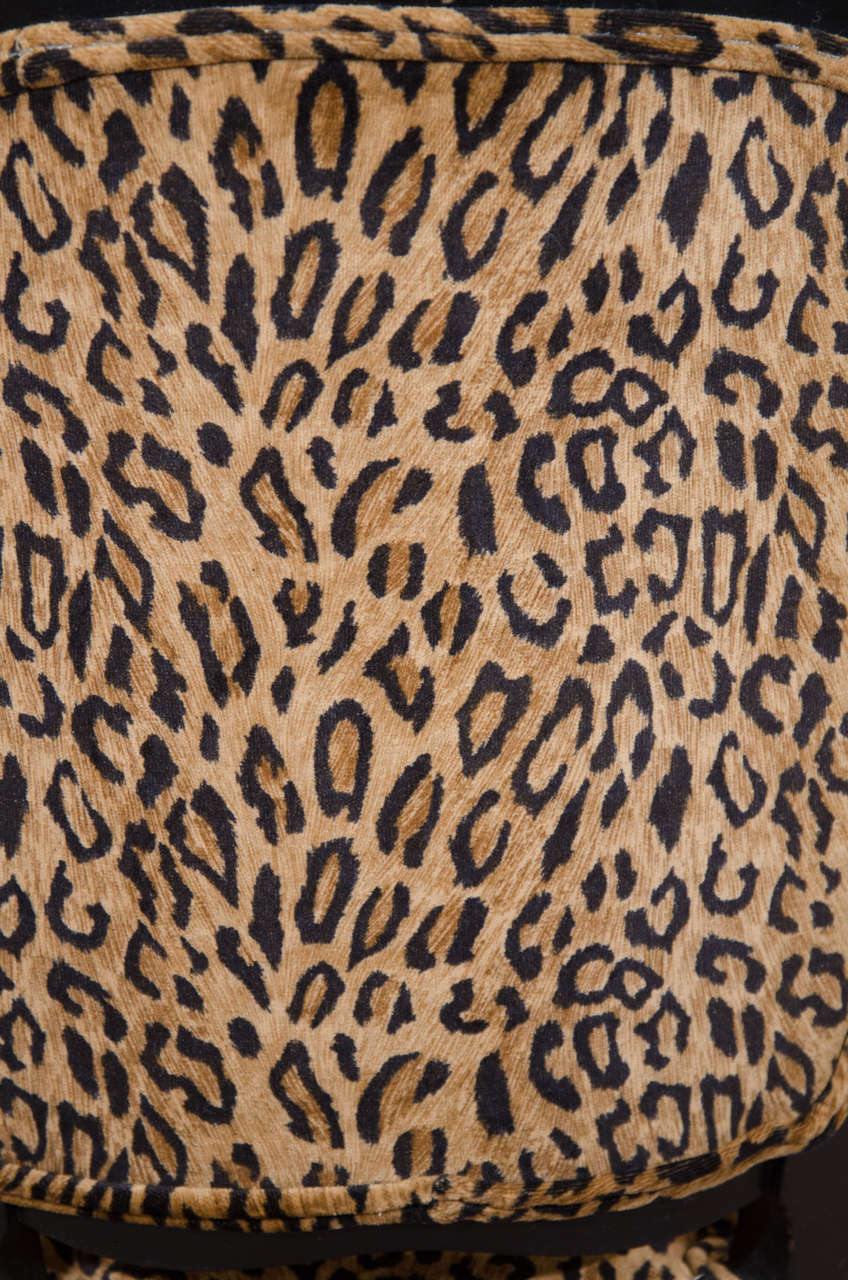 Pair of Antique Ebonized Slipper Chairs with Velvet Leopard Print ...