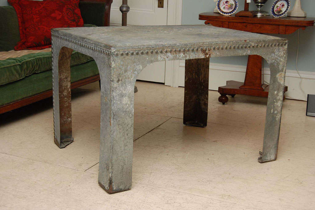 English Galvanized Table with Rivets at 1stDibs