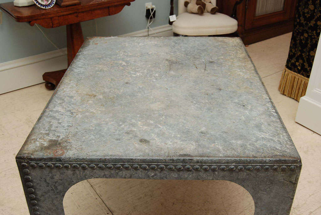 English Galvanized Table with Rivets at 1stDibs