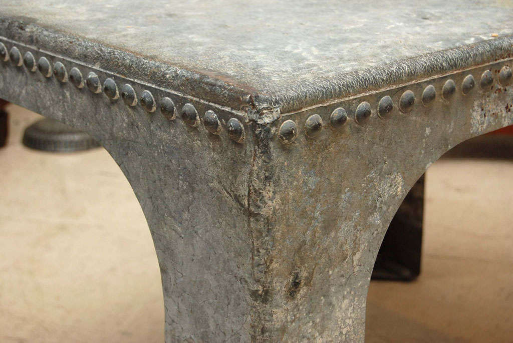 English Galvanized Table with Rivets at 1stDibs
