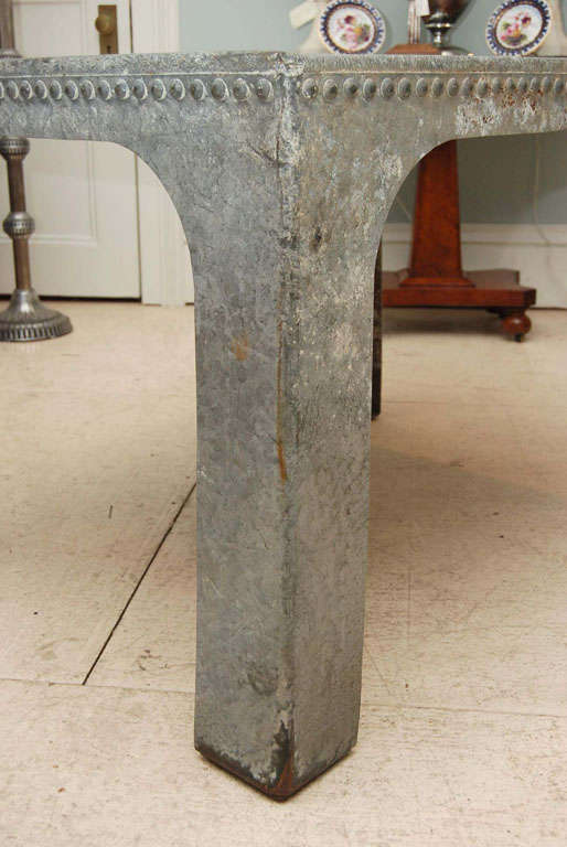 English Galvanized Table with Rivets at 1stDibs
