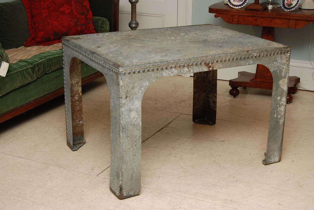 English Galvanized Table with Rivets at 1stDibs