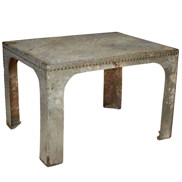 English Galvanized Table with Rivets at 1stDibs