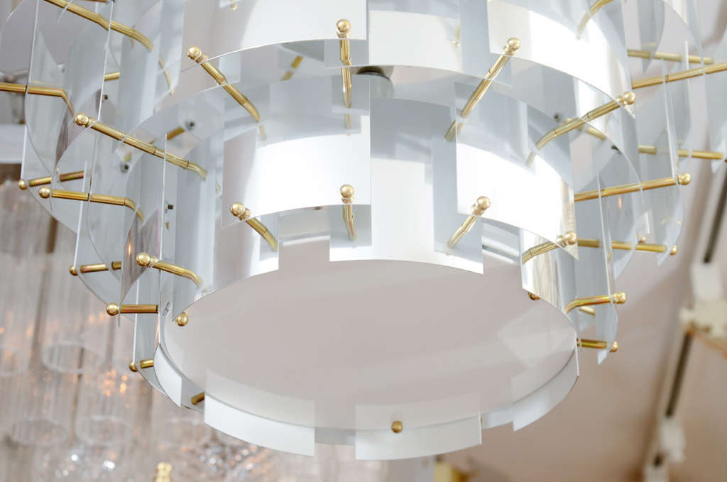 Round Stainless Steel And Lucite Ceiling Fixture By Sonneman at 1stDibs